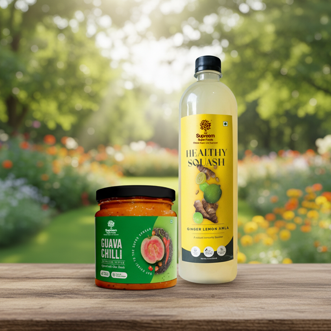 Ginger Lemon Amla Squash + Guava Chilli Spread 200gms – Supreem Super Foods
