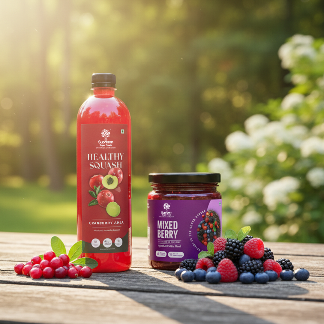 Cranberry Amla Squash + Mixed Berry Spread 200 gms – Supreem Super Foods
