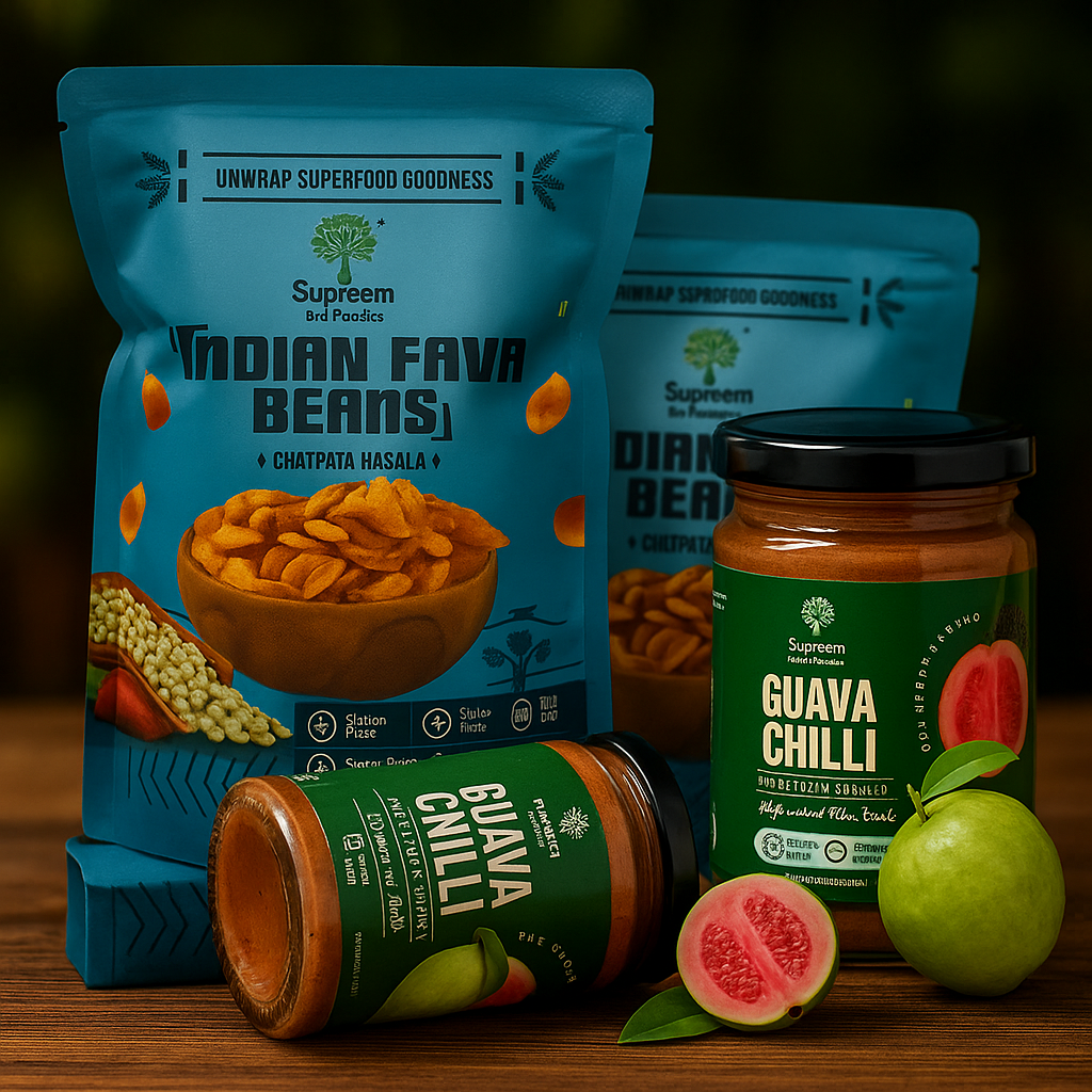 Indian Fava Beans Pack Of 2 + Guava Chilli spread 200gms Pack Of 2 ...